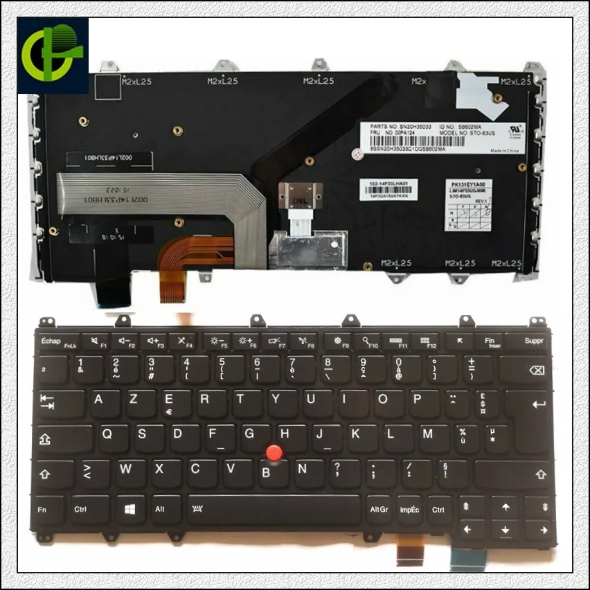 French Backlit Azerty Keyboard For Lenovo Thinkpad Yoga 260 370 X380 ...