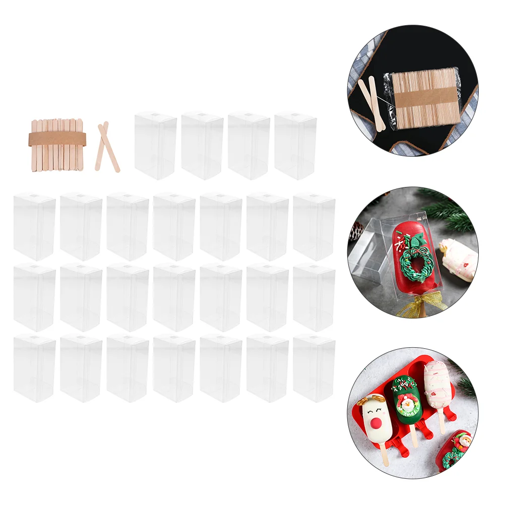 20pcs Ice Lolly Packing Box Transparent Ice Cream Packaging Boxes with ...