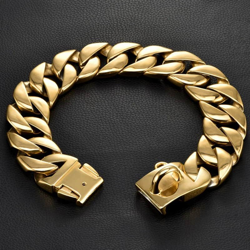 Bully-Dog-Collar-32mm-Stainless-Steel-Gold-Chain-Large-Dog-Pitbull ...