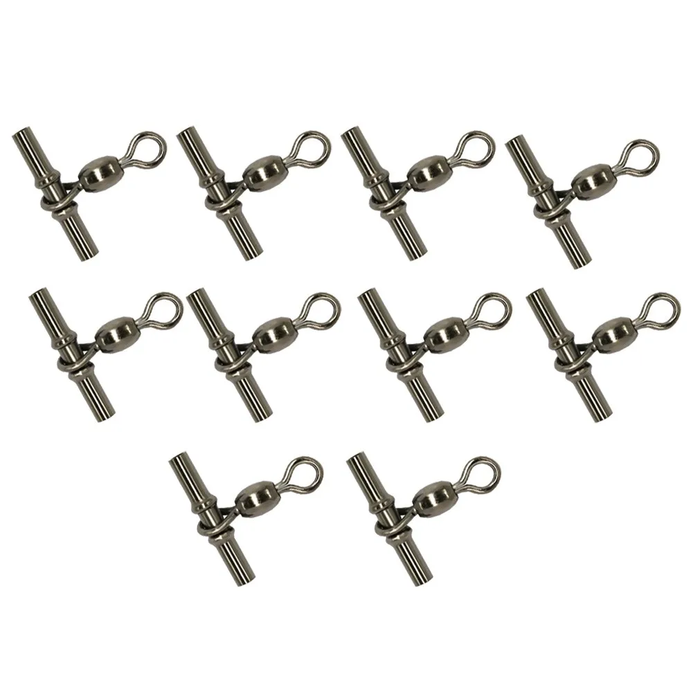 10pcs Fishing Swivels Alloy Silver 4 Size Connector Bearing Crimp ...