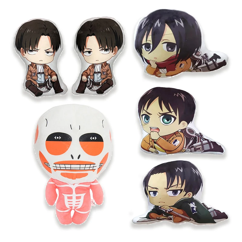 Anime Attack On Titan Eren Mikasa Levi Ackerman Colossal Stuffed Pillow ...