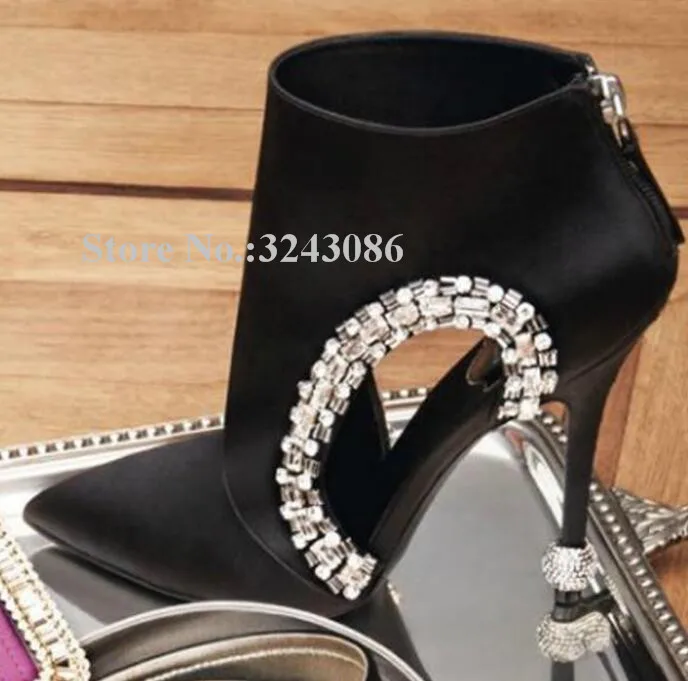 New-String-Bead-Rhinestone-Stiletto-Heel-Ankle-Boots-Women-Sexy-Satin ...
