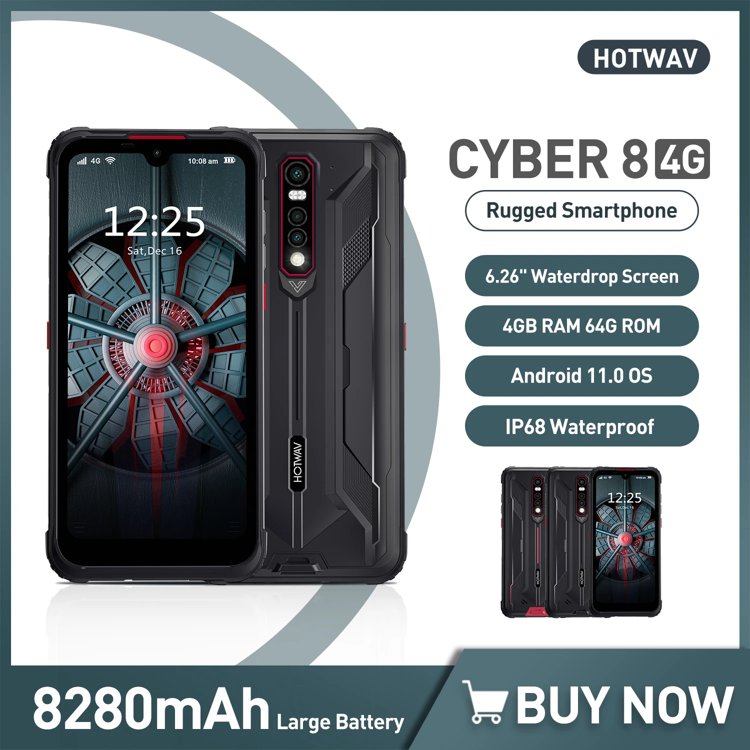 HOTWAV CYBER 8 Android 11โทรศัพท์มือถือ IP68ทนทานกันน้ำ4GB 64GB สมาร์ท ...