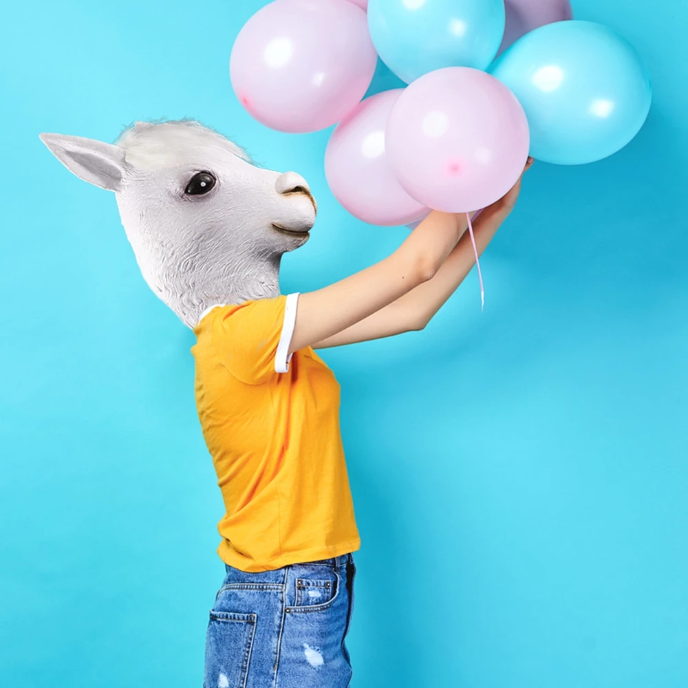 Halloween Alpaca White Sheep Llama Head Cosplay Mask - AllCosplay.com