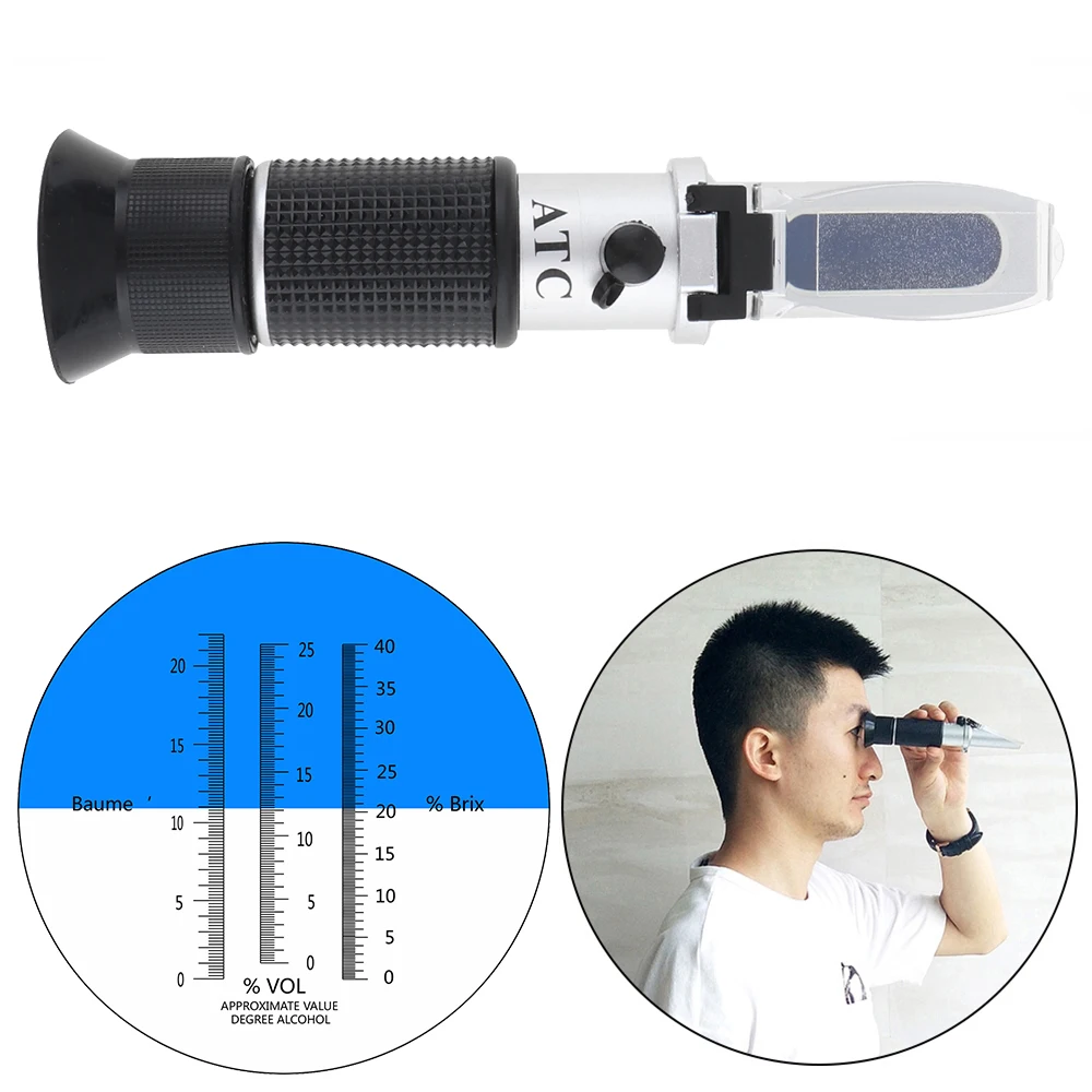 Hand Held 3In1 0 25%Vol 0 40%Brix Adjustable Grape&Alcohol ...