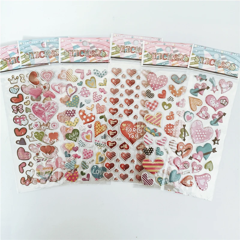 6pcs Cartoon Red Heart for You Stickers for Boys and Girls Babys Cute ...
