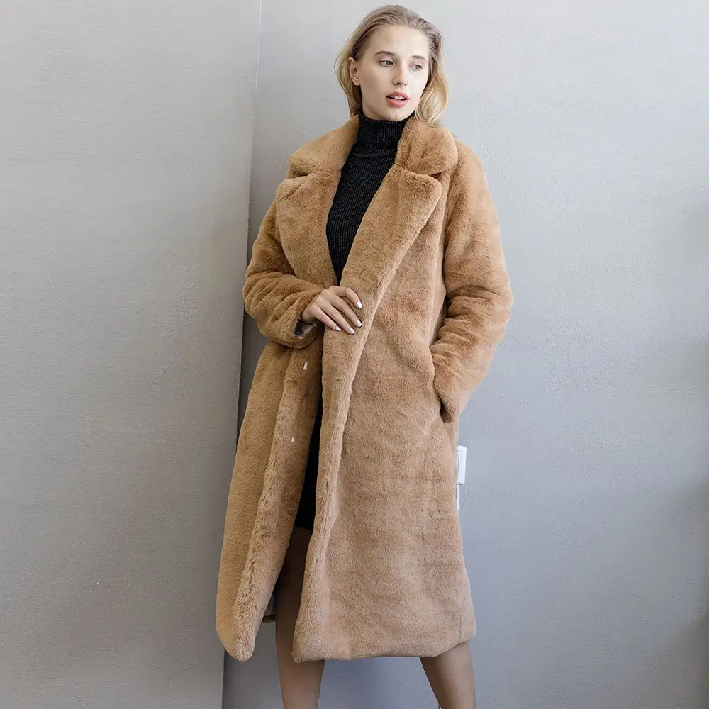 캐주얼 따뜻한 슬림 롱 인조 밍크 모피 코트 및 재킷 여성용 패션 모피 2020 가을 겨울faux Fur