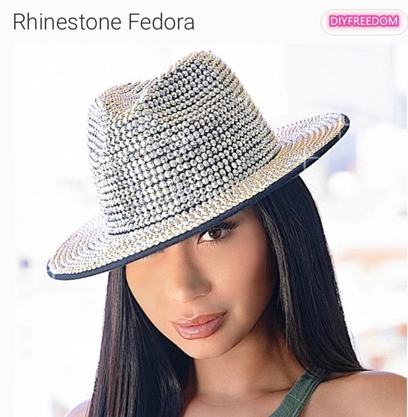 Rhinestone fedora Jazz Hats Cowboy Hat For Women And Men Double-sided ...
