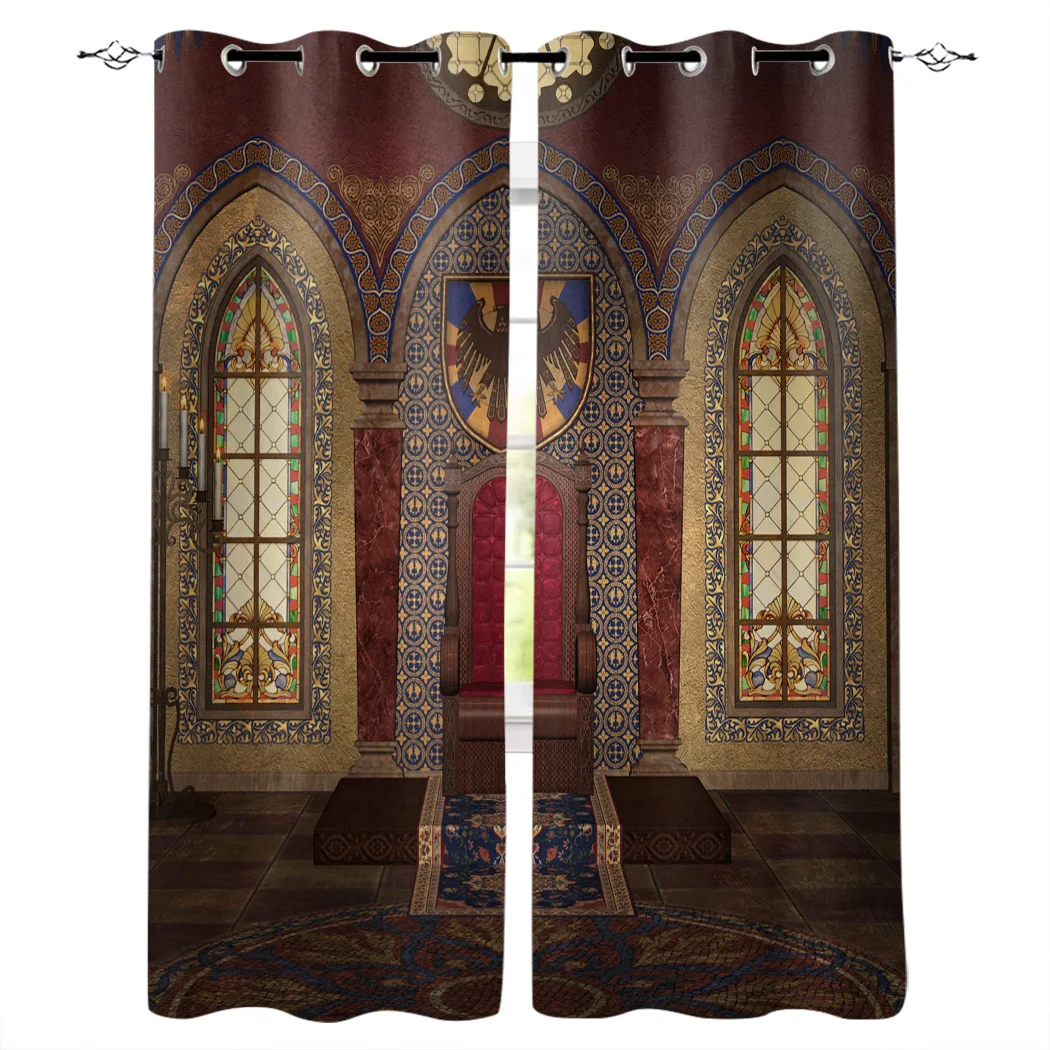 Ancient Castle Building Medieval Palace Window Curtains Living Room ...