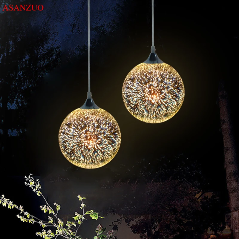 Modern-Pendant-Light-3D-Fireworks-Colorful-Plated-Glass-Ball-Decorated ...