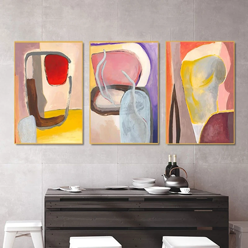 Abstract-Red-and-Yellow-Blocky-Color-Canvas-Painting-Nordic-Posters ...
