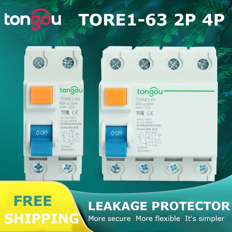 16A 63A 10mA 30mA 100mA 6KA RCCB RCD 230V Electromechanic Residual ...