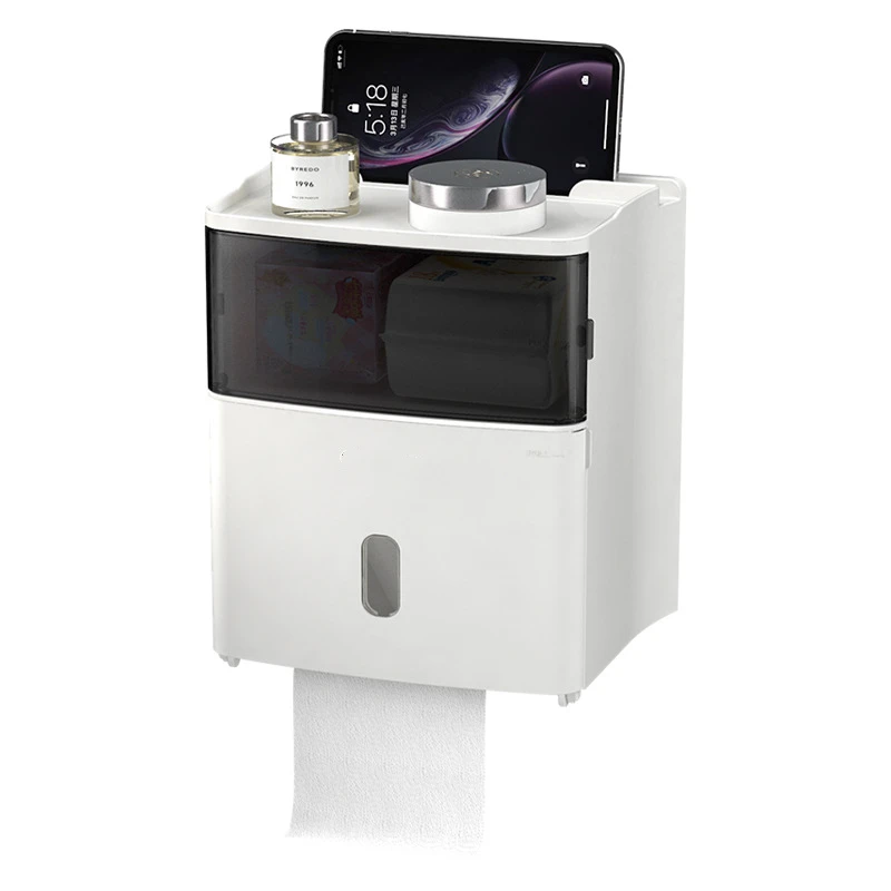 Soporte de papel higiénico impermeable, portarrollos de plástico, estante de baño montado en la ...