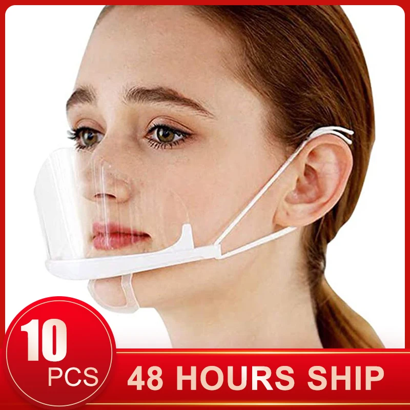 10PC Transparent Smile Mask Catering Waiter Chef Anti Fog Hygiene Masks ...