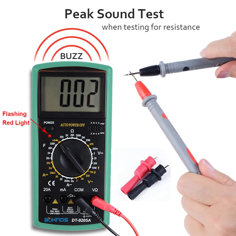 Handheld Digital Multimeter AC DC Professional Transistor Tester Meter ...