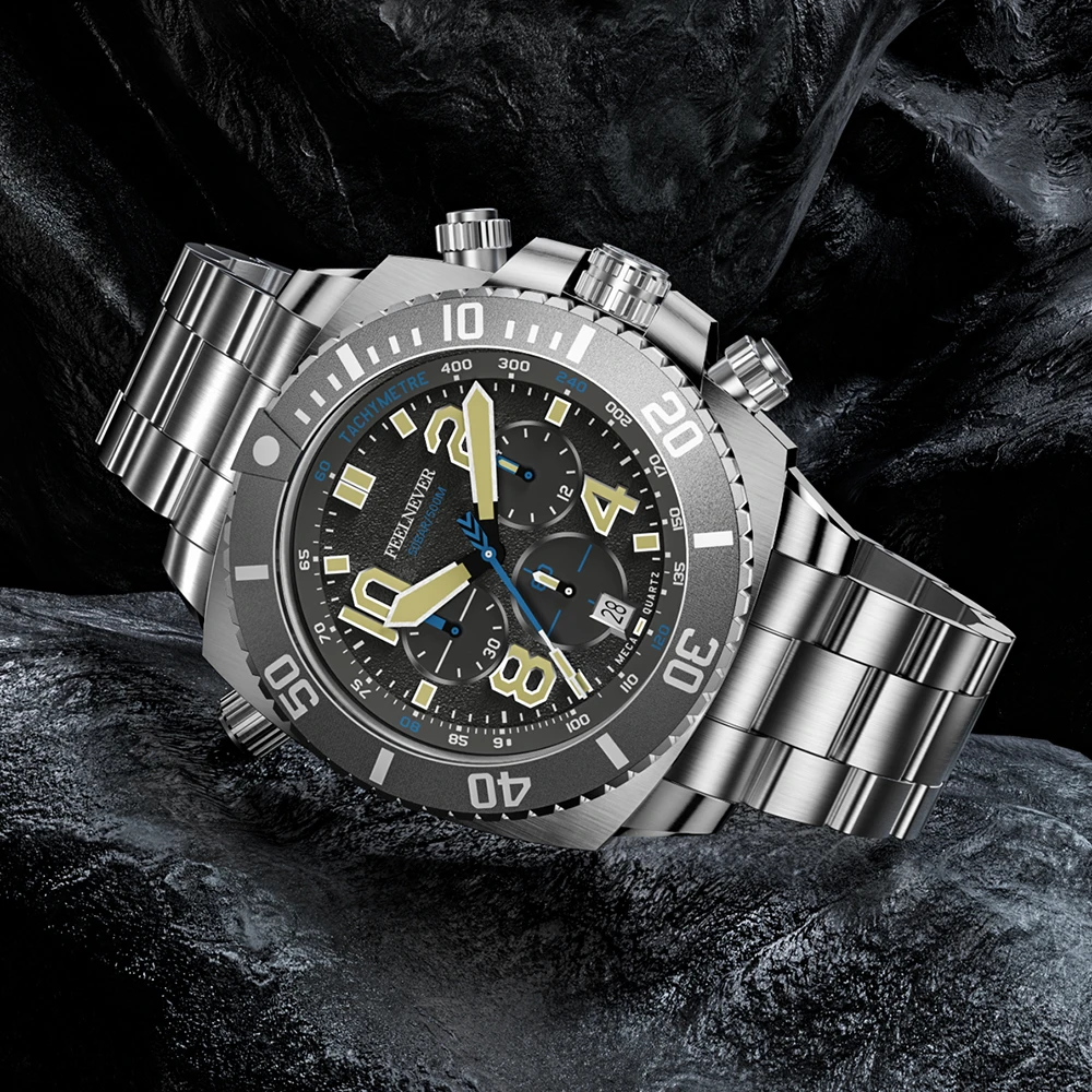 FeelNever Sport Dive Men Watch Stainless Steel Big Dial Watches For Men ...