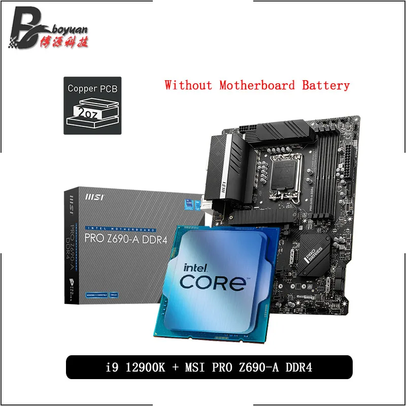 인텔 코어 i9 12900K CPU + MSI PRO Z690 DDR4 마더 보드 CPU + 마더 보드 슈트 지원 DDR4 ...