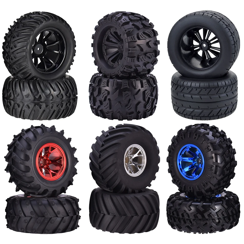 4PCS 12mm Hub 1/10 Tyre Wheel 120mm 125mm 130mm Monster Truck Tires Wheels Buggy RC Car Crawler ...