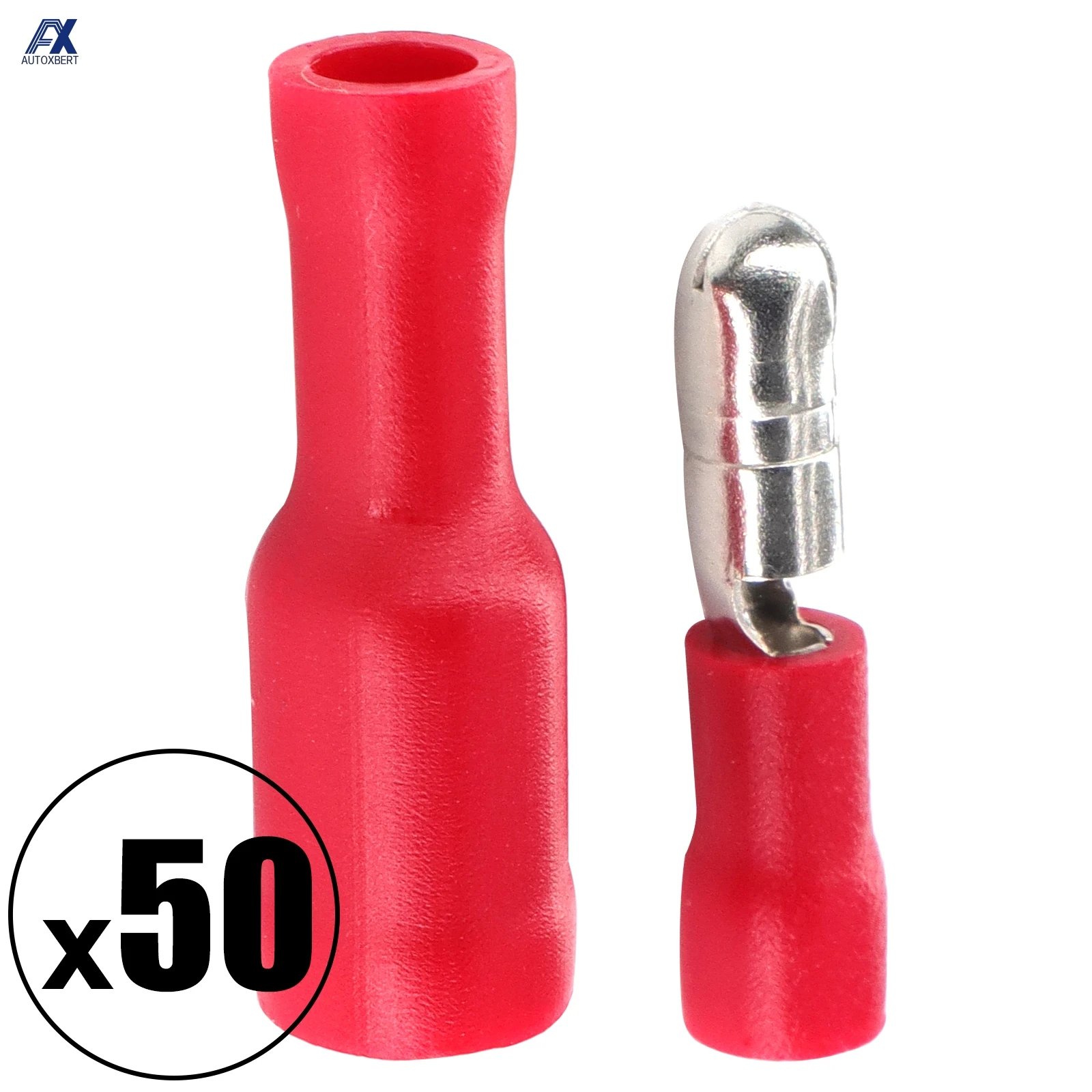 100-Red-Bullet-Connector-Insulated-Crimp-Terminals-Female-and-Male-For ...