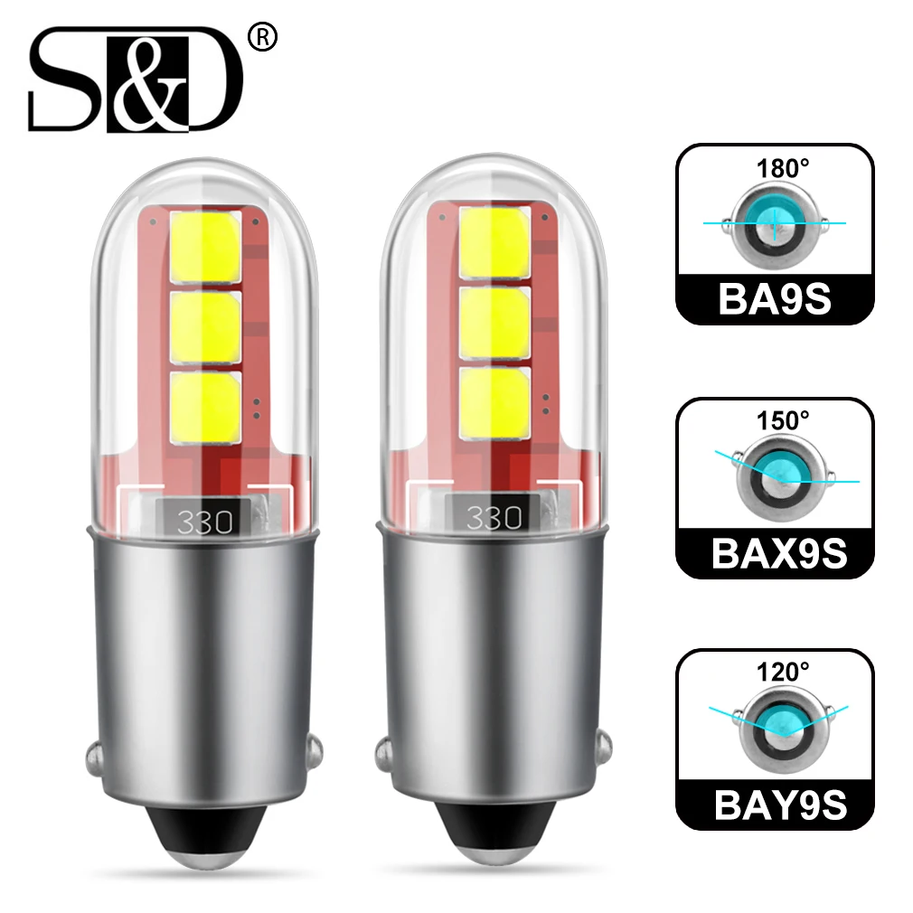 2Pcs BA9S LED BAX9S H21W BAY9s T10 W5W LED Bulbs H6W T4W Car Reverse ...