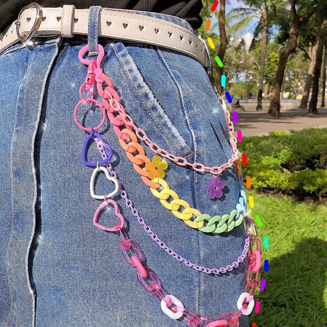 2023-Hip-Hop-Rainbow-Resin-Chain-Keychain-Men-Women-Cute-Waist-Chain ...