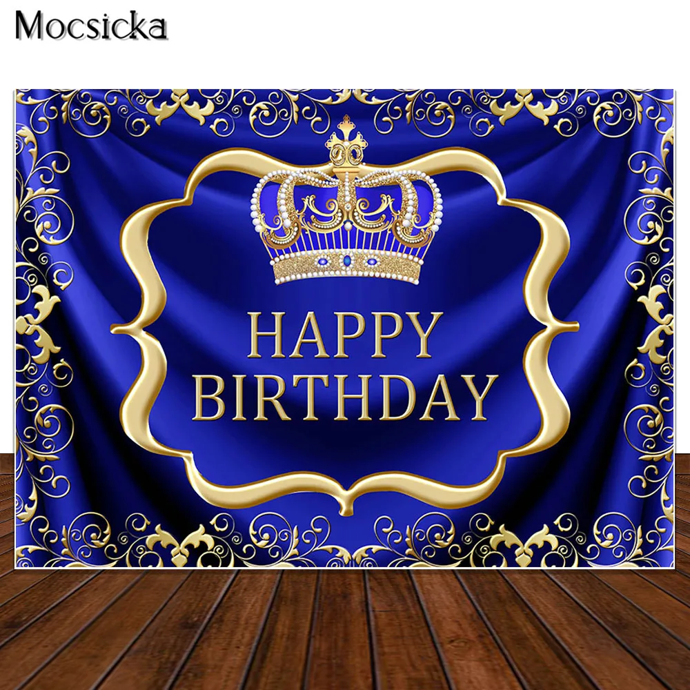 Royal-Blue-Happy-Birthday-Backdrop-Golden-Crown-Photography-Boy ...