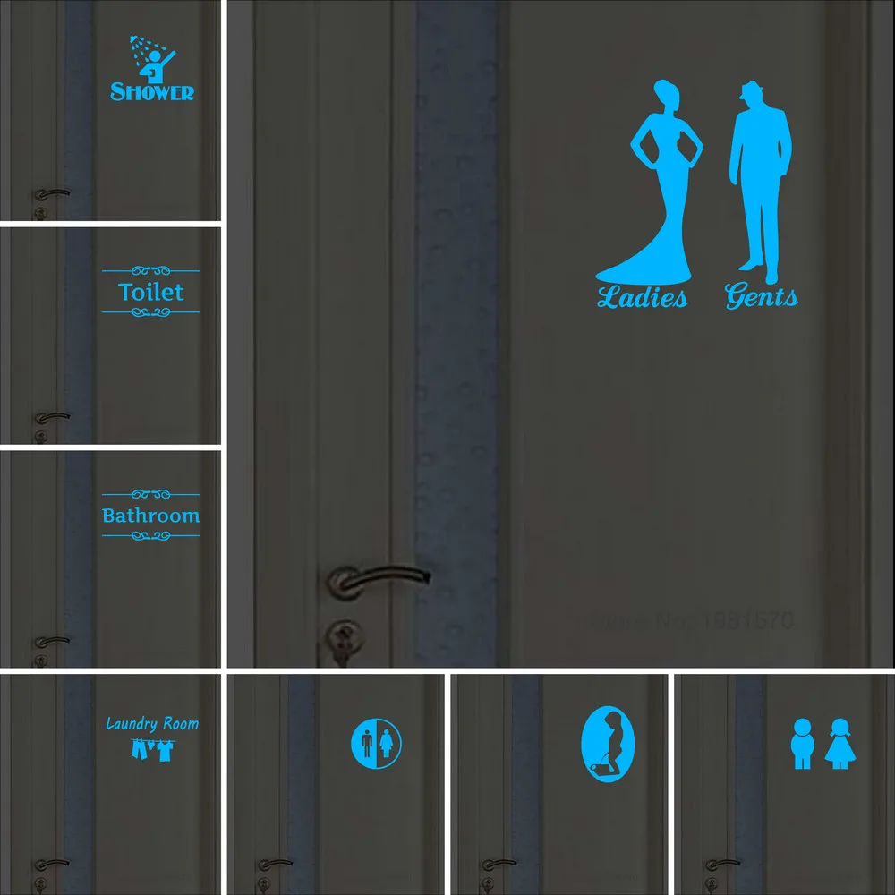 Funny-Cartoon-Toilet-Seat-Stickers-Glow-WC-Sign-Bathroom-Door-Wall ...