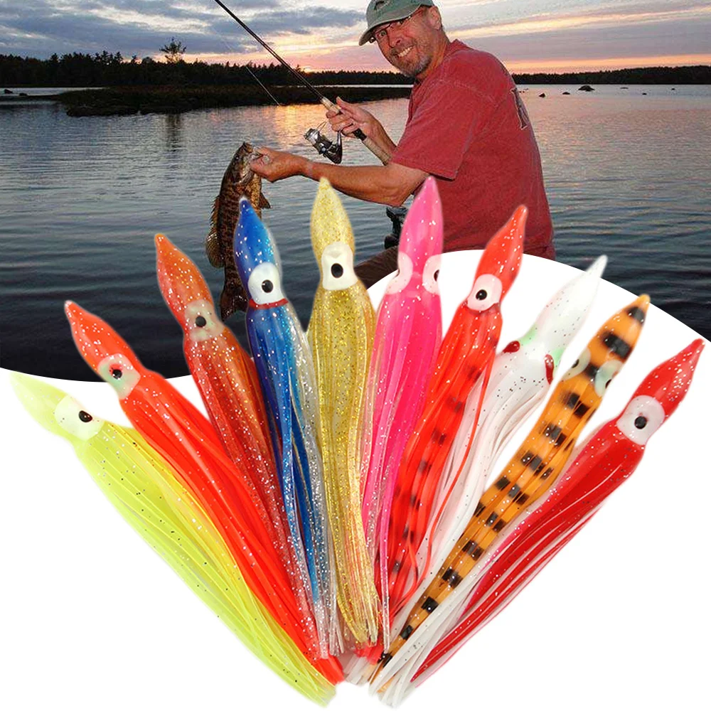 Octopus Bait Squid Bait Luminous Boat Fishing Lulu Random Color PVC ...