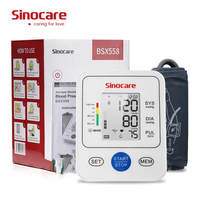 Sinocare Blood Pressure Monitor Tensiometer Upper Arm Automatic Digital ...