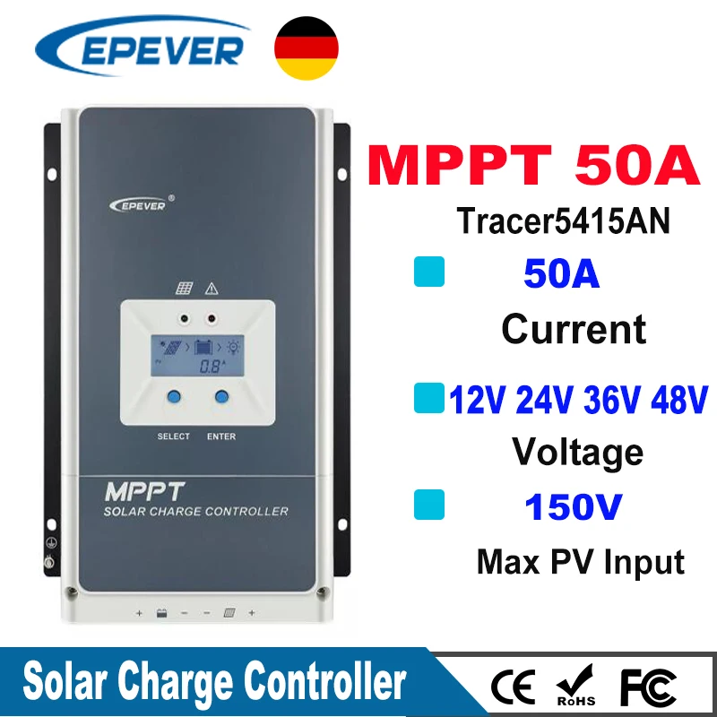 EPever-MPPT-50A-Solar-Charge-Controller-12V-24V-36V-48V-Backlight-LCD ...