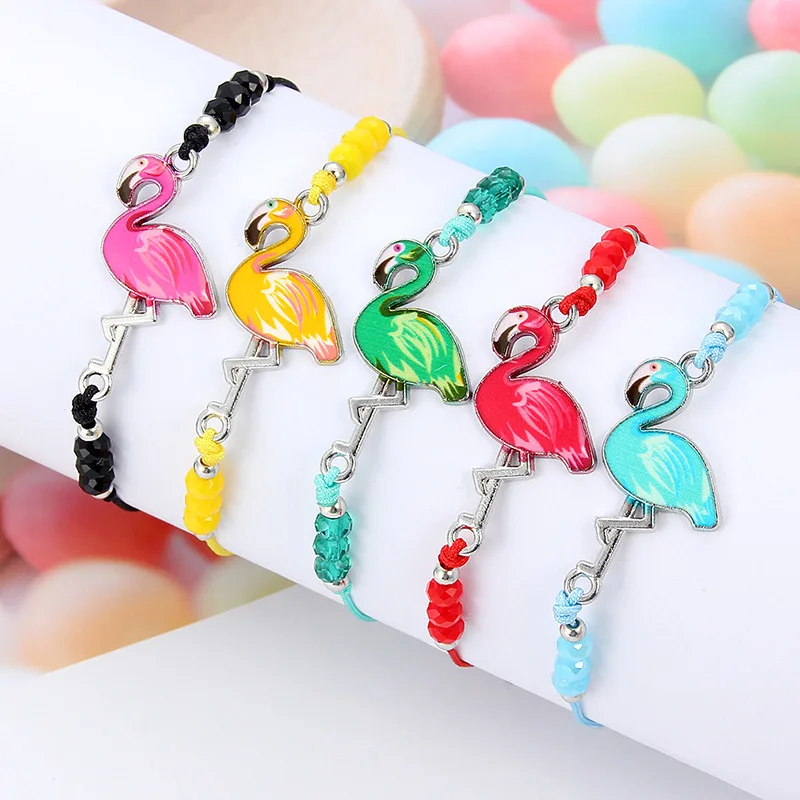 Bracelets Flamingo Shape Alloy Drip 12Strands/Set Bracelet 16-32cm Adj ...