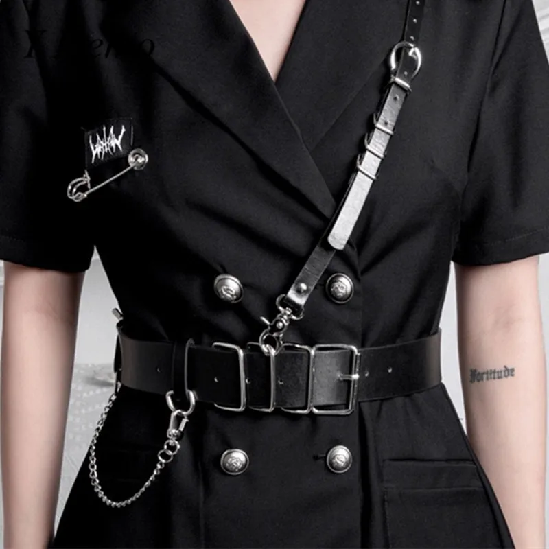 Y-Demo-Techwear-Punk-Circles-Buckle-Belt-Women-Rock-Shoulder-Strap ...