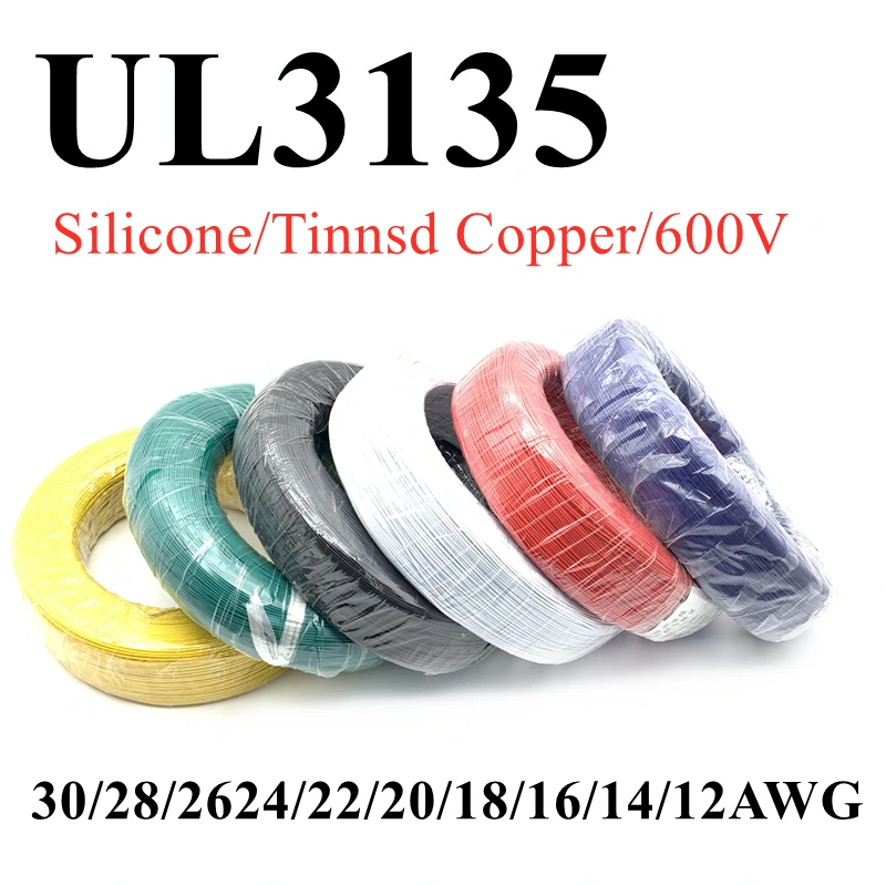 UL3135-Silicone-Wire-Soft-High-Temperature-Resistant-200-30AWG-28AWG-26AWG-24AWG-22AWG-20AWG ...