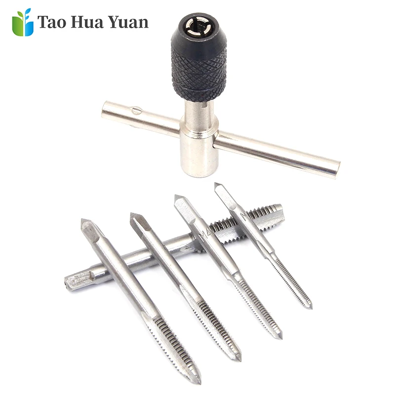 5Pcs/set Adjustable 3 8mm T Handle Ratchet Tap Wrench With M3 M8 Machine Screw Thread Metric ...