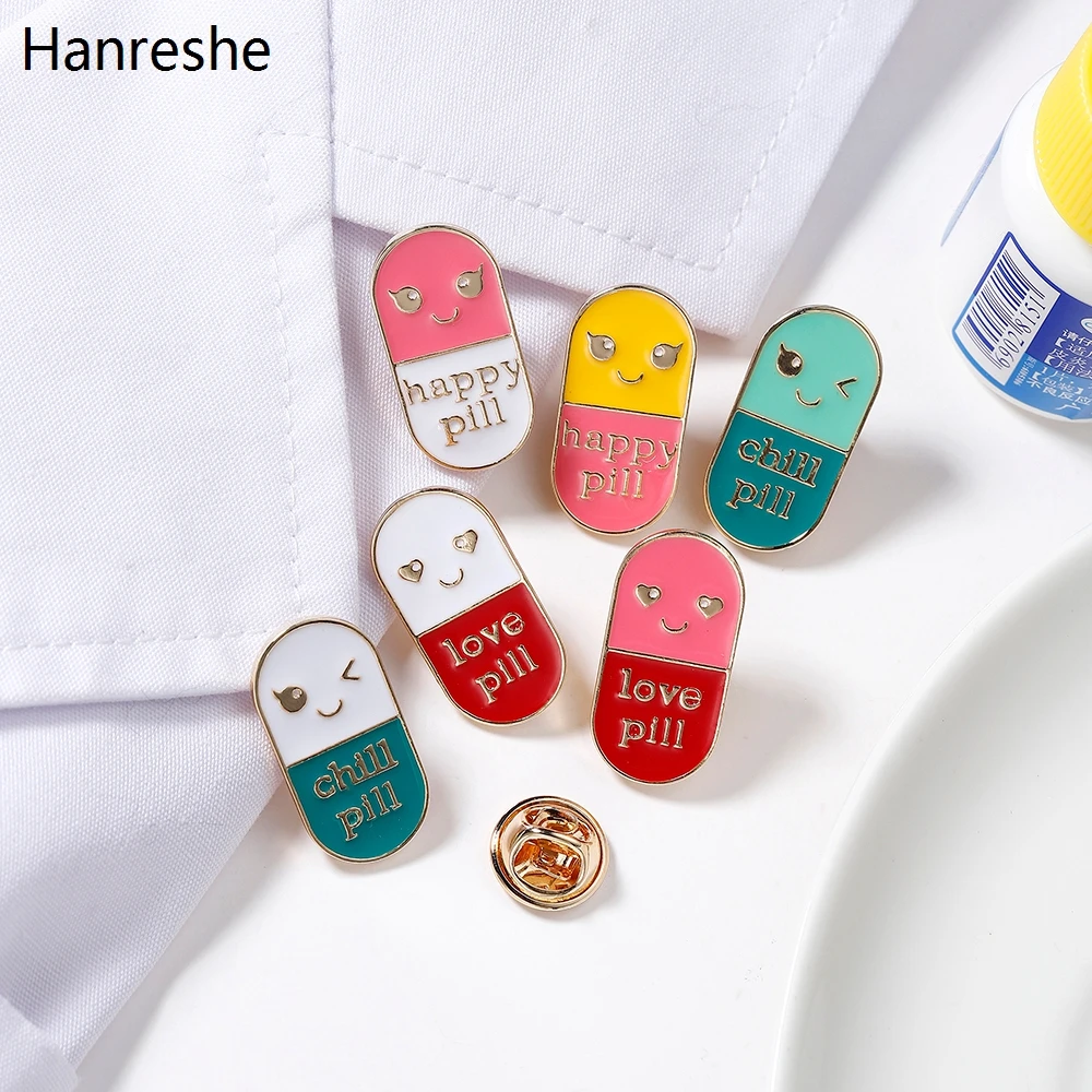 Creative Cute Pill Lettering Enamel Brooch Pin Alloy Jewelry Medical ...