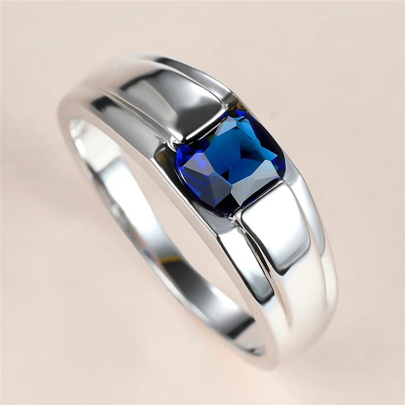 Male-Female-Luxury-Blue-Crystal-Ring-Charm-Silver-Color-Wedding-Ring ...