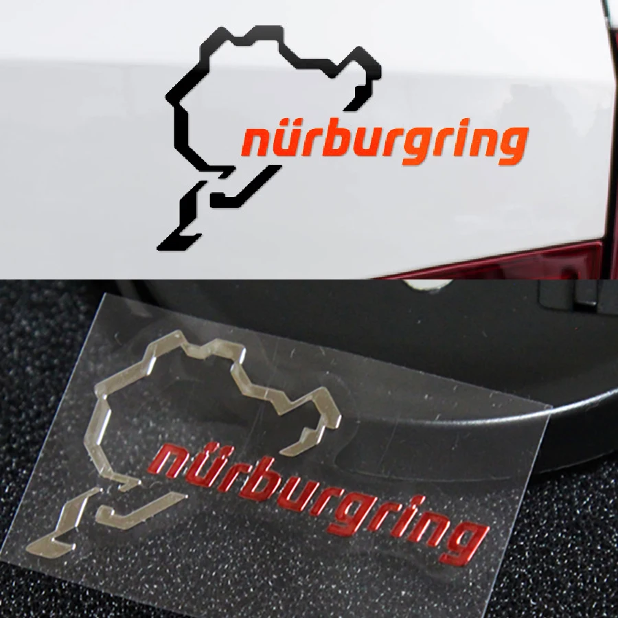 2x-Car-Sticker-3D-5X3cm-Polished-Chrome-Racing-Road-Racing-Nurburgring ...