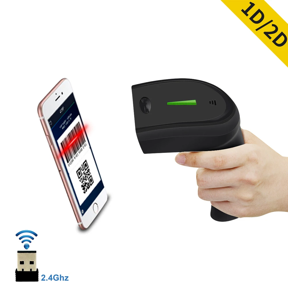 1D 2D Wireless Barcode Scanner 2d Barcode reader Decode QR code,PDF-417 ...