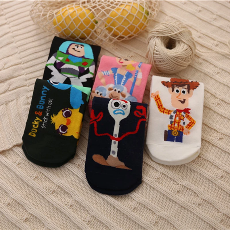 Disney 1pair Girl Socks Woody Socks Toy Story Anime Character Cotton ...