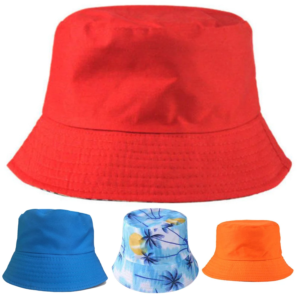 New Panama Bucket Hat Men Women Summer Bucket Cap Solid Color Coconut ...