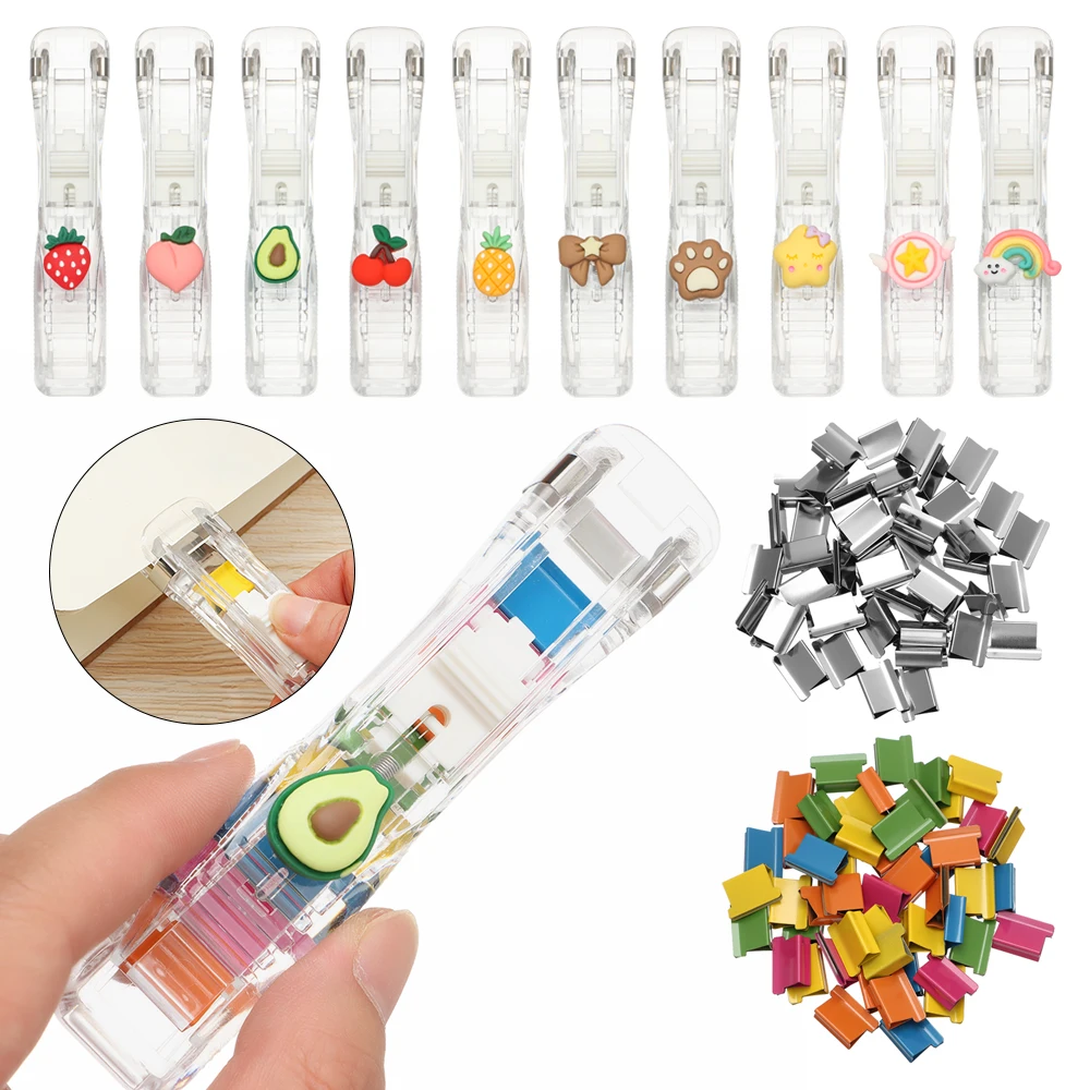 New Push Clip Stapler Staple Remover Binder Push Clamp Tape Dispenser ...