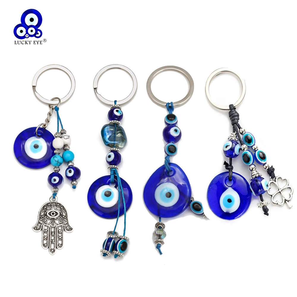Lucky-Eye-Fatima-Hand-Heart-Butterfly-Keychain-Car-Keyring-Blue-Turkish ...
