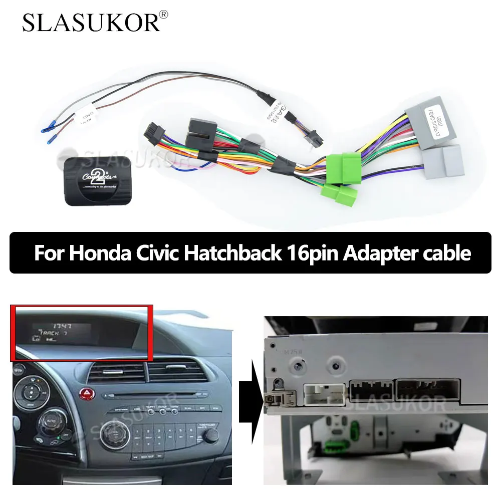 Android Radio Cables Wries For Honda Civic Hatchback 16pin Adapter ...