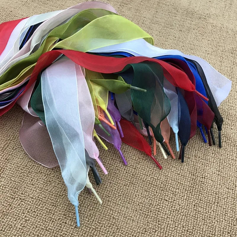 1Pair-110cm-Fashion-Organza-Ribbon-Sport-Shoes-Sneakers-Bowknot-Solid ...