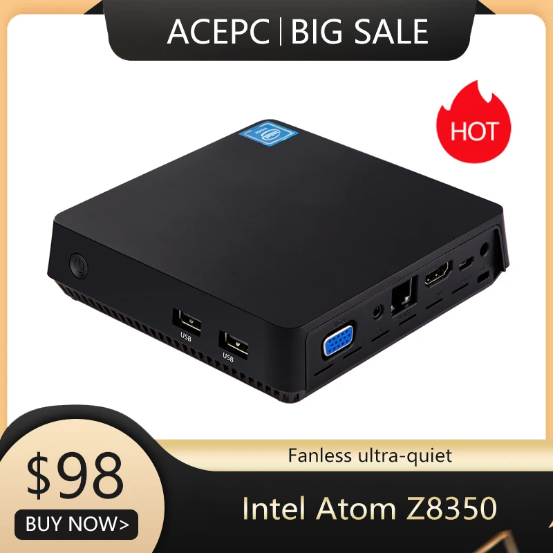 Acepc T11 Mini Pc Win10 Intel Atom Z8350 1.92Ghz 4Gb Ram Linux Hdmi Vga ...