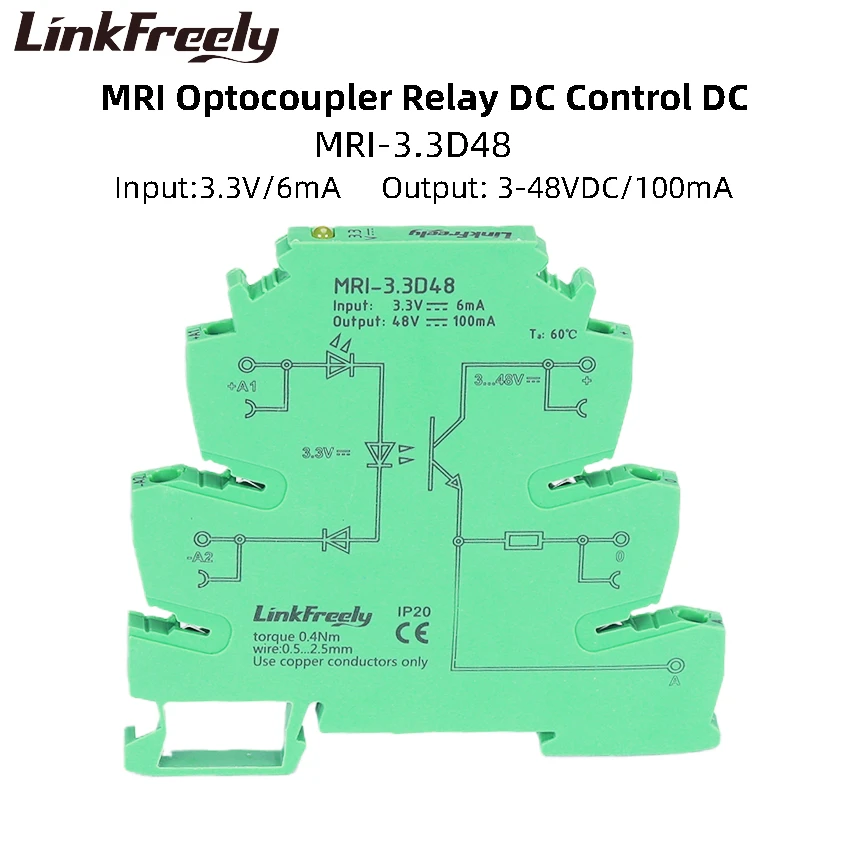 MRI 3.3D48 입력 DC 출력 3 48V DC 광전 커플러 인터페이스 릴레이 모듈 광 커플러 절연 PLC 릴레이 보드 ...