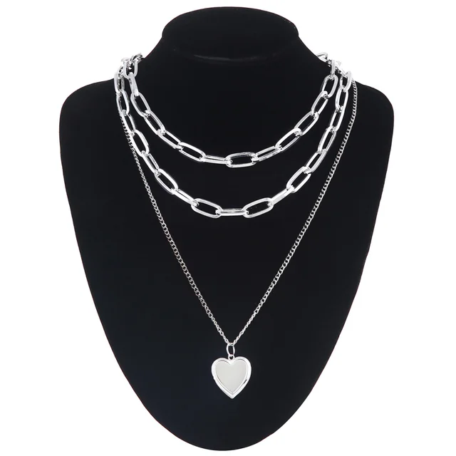 Layered Heart Chain Necklace Set For Girls 2020 Punk Aesthetic Cute ...
