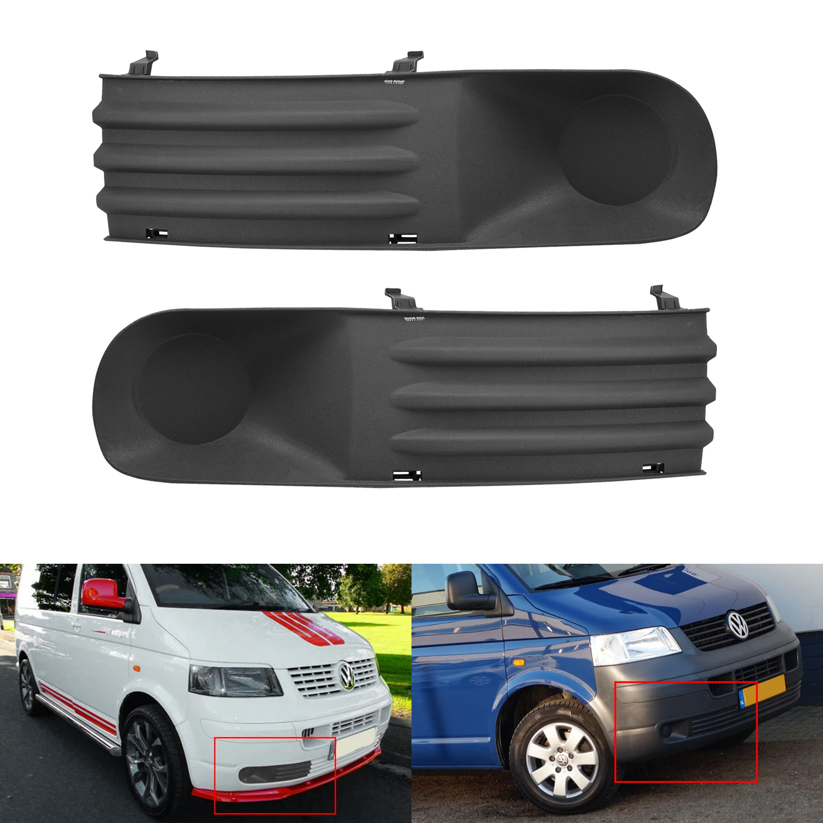 ANGRONG Front Bumper Fog Light Cover Surround Grill Left & Right For VW ...