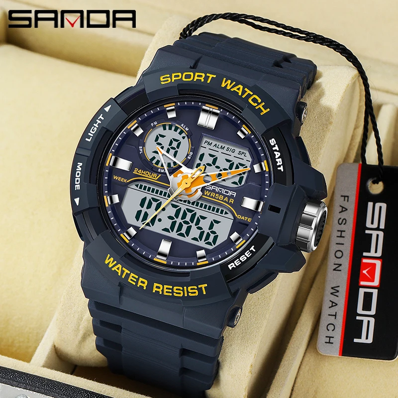 SANDA-reloj-deportivo-resistente-al-agua-para-hombre-cron-grafo-Digital ...