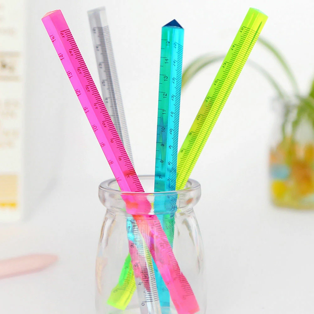 1Pc-20cm-Plastic-Ruler-Synthetic-Quartz-Metal-Scale-Transparent-Crystal ...